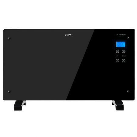 Black Tempered Glass Panel Heater with LCD Display