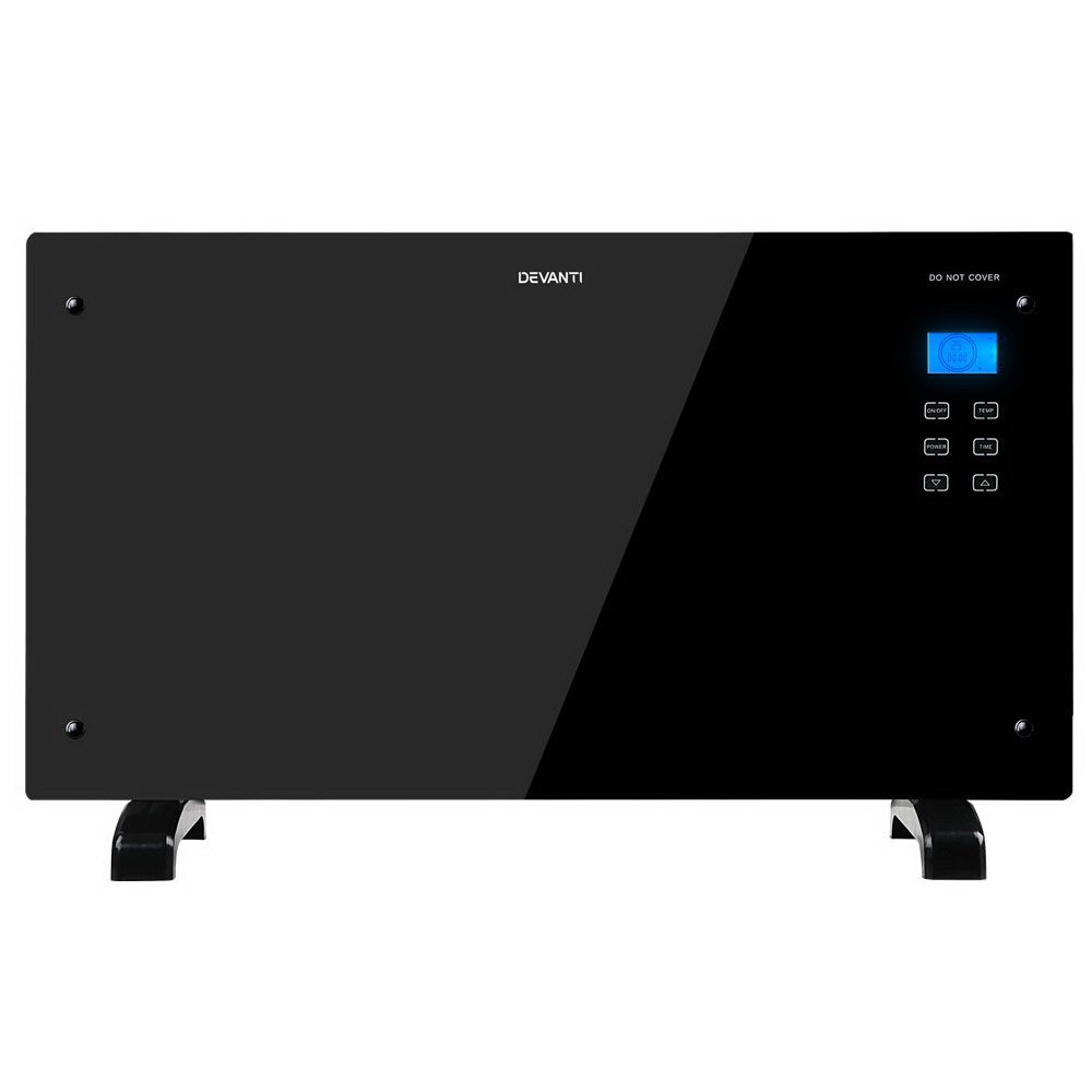 Black Tempered Glass Panel Heater with LCD Display