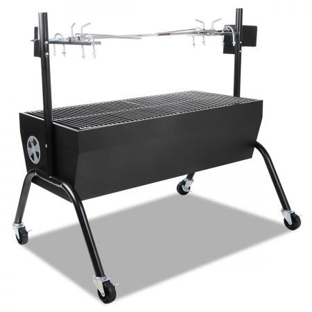 Chrome-coated Steel BBQ Grill Spit Roaster with 230V Rotisserie