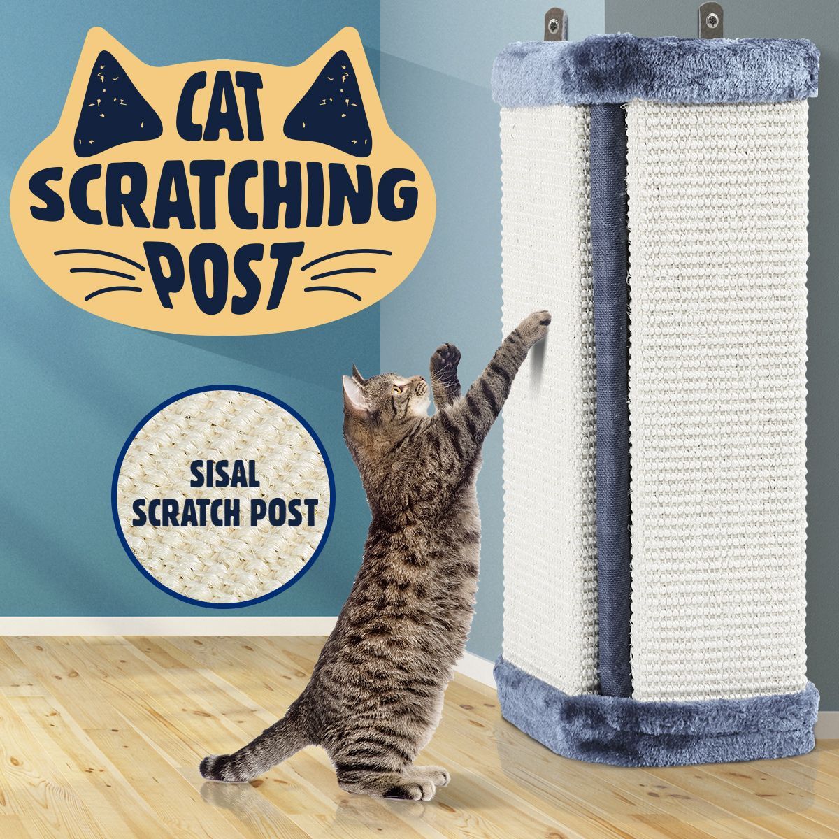 Cat Scratching Wall Board Corner Scratcher - Beige & Blue