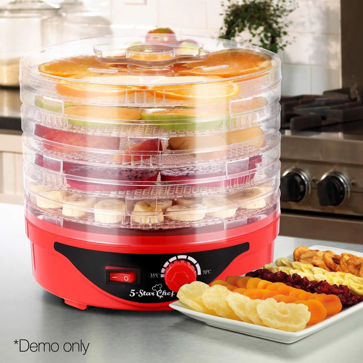 5 Tray Round Food Dehydrator - Red | Crazy Sales