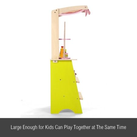 Kids Wooden Marketplace Stand Market Stall Pretend Play Toy with Awning ...