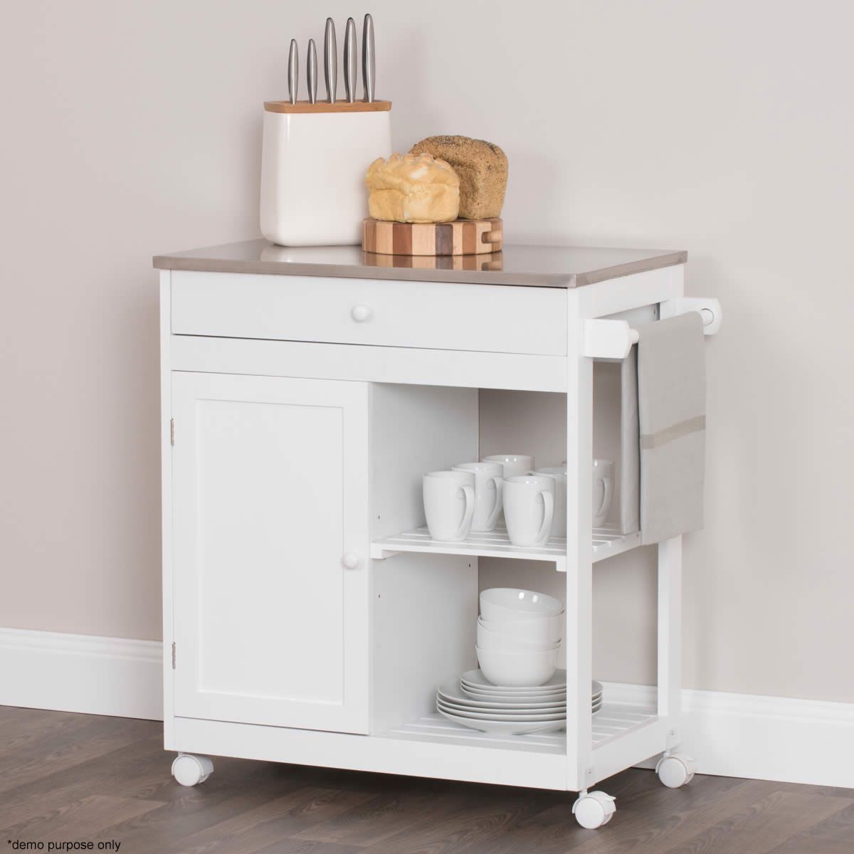 Kitchen Trolley With Stainless Steel Counter Top | Crazy Sales