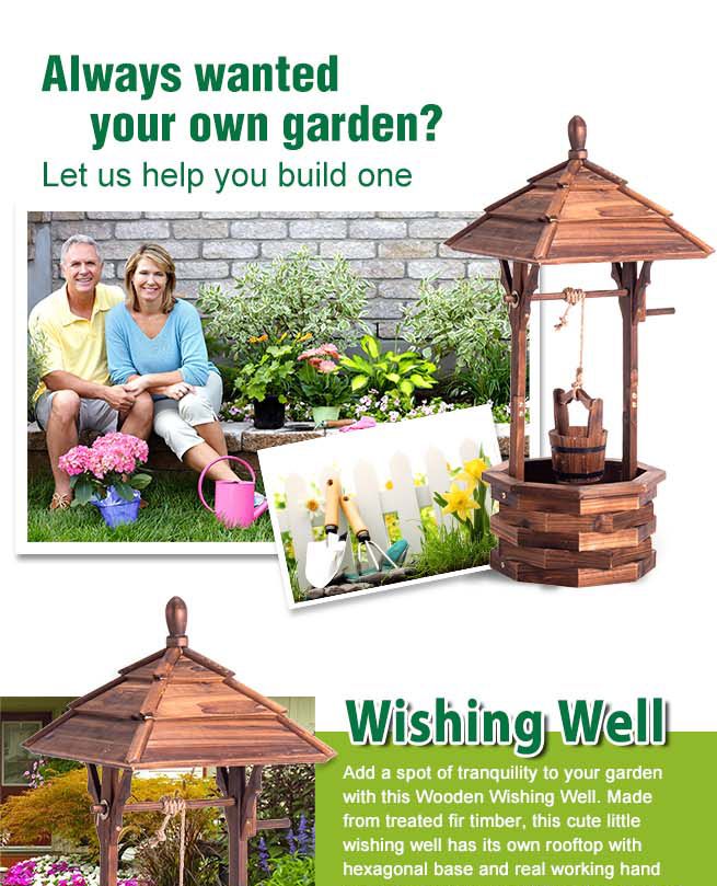 Wooden Garden Feature Wishing Well Home Decor Outdoor Ornament | Crazy ...