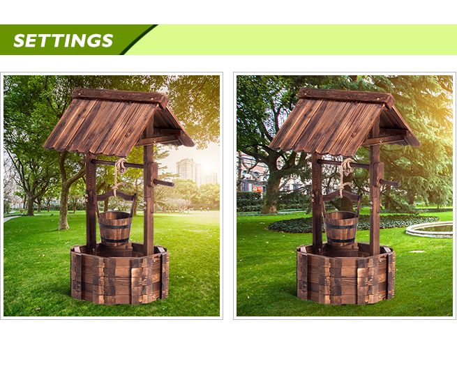 Wooden Wishing Well Outdoor Ornament Home Decor Garden Feature | Crazy ...