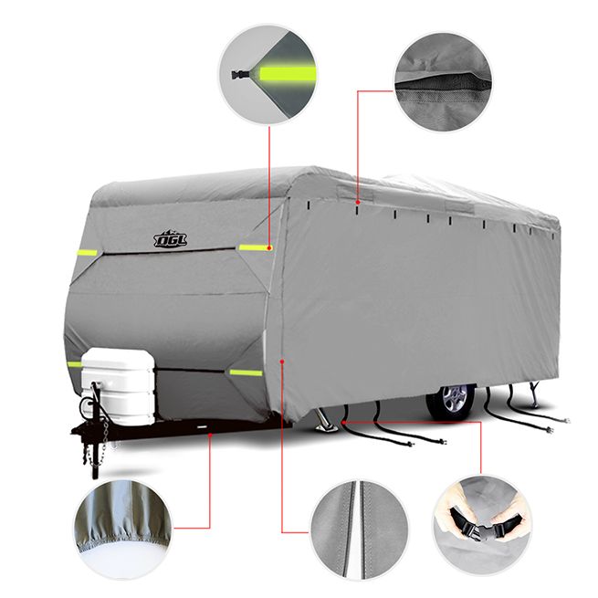 Heavy Duty 20-22ft Waterproof UV 4 Layer Caravan Cover w/ Hitch Cover ...