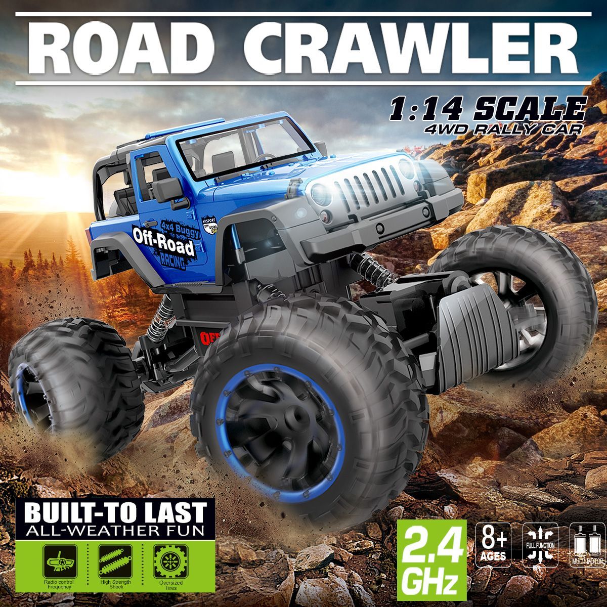 1/14 Scale Remote Control 4WD Off Road Race Rally Car Kids Toy