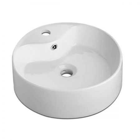 Round Ceramic Sink with High Gloss Finish - White
