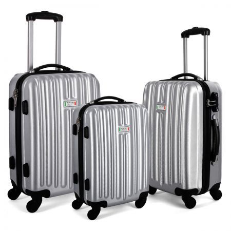Milano ABS Luxury Shockproof Luggage 3pc Set - Silver