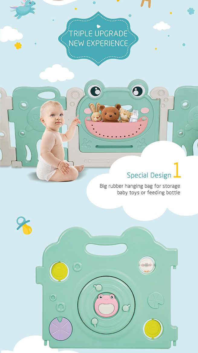 ABST 16 Sided Panel Baby Playpen Interactive Kids Safety Gates Toddler ...