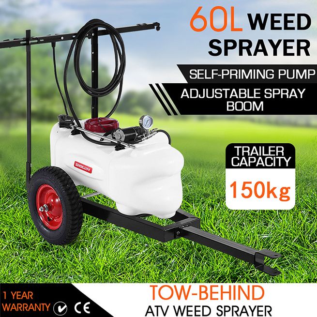 60L ATV Weed Garden Sprayer w/4 Nozzle Boom 130PSI Pump Trailer Tank ...