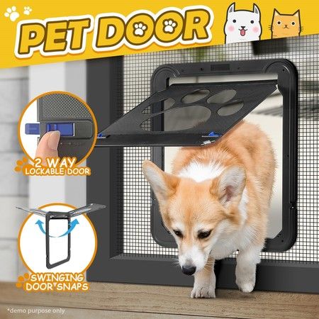 2 Way Locking Dog Cat Pet Secure Brushy Flap Door