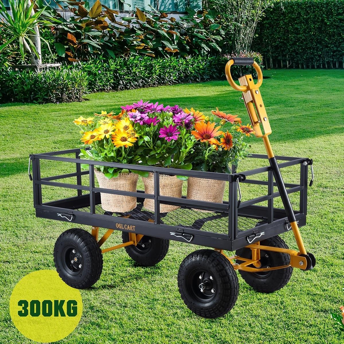 300kg Garden Cart Mesh Wheelbarrow Farm Trolley Wagon ATV Trailer ...