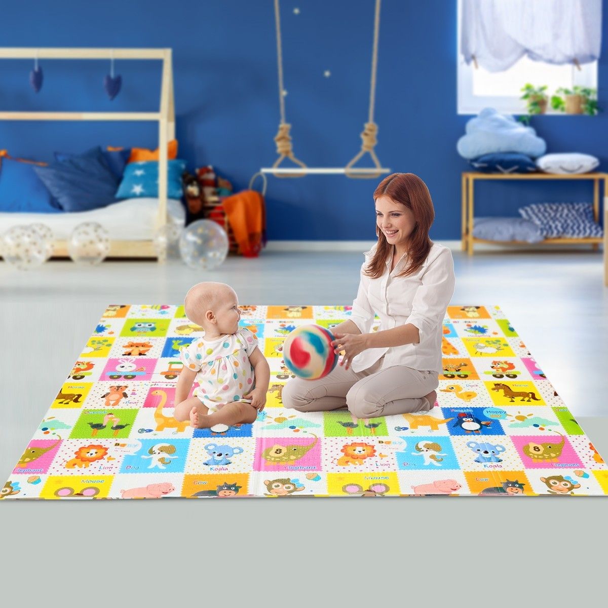 180cm x 200cm Colorful Baby Kid Play Mat w/Alphabet Animal Texture ...