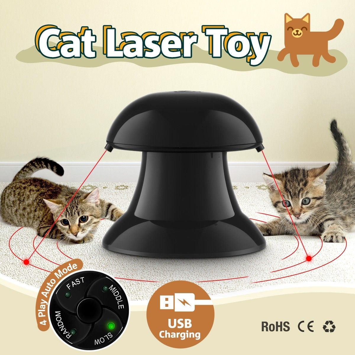 Automatic Dart Cat Laser Toy Interactive Pointer Light Pet Training ...