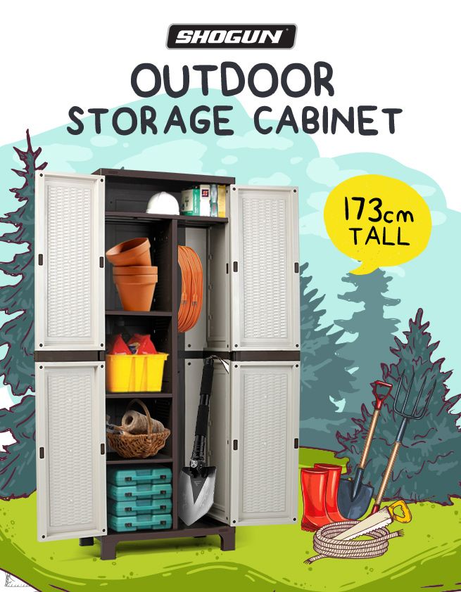 Shogun 173cm Lockable Outdoor Storage Cabinet Cupboard Garage Carport ...