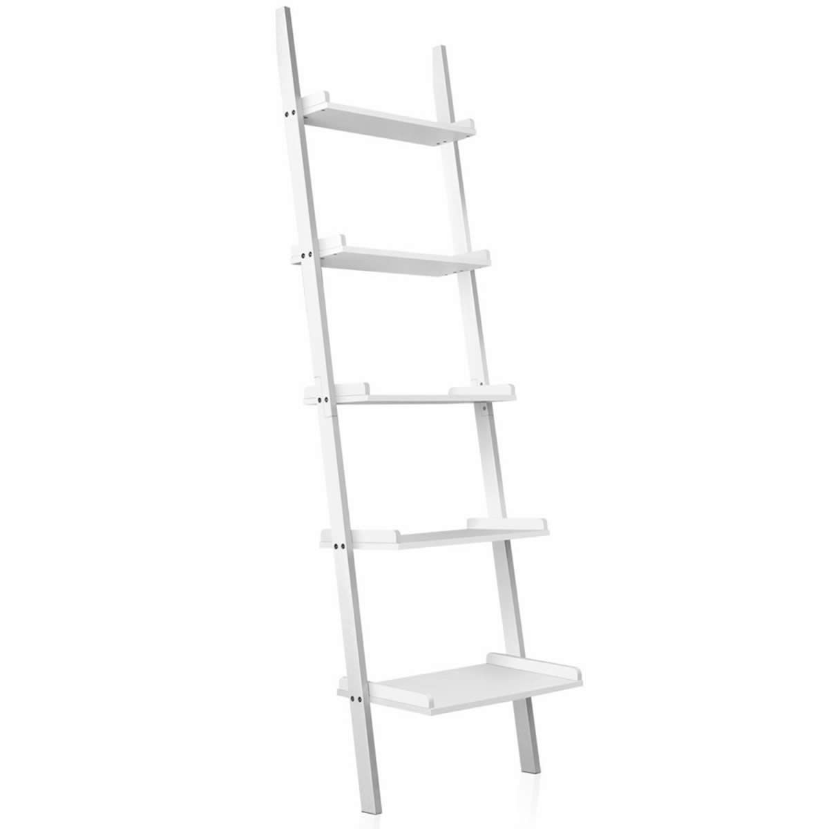 5 Tier Wall Ladder Shelf - White