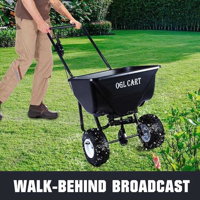 30kg Walk Behind Broadcast Spreader Lawn Seed Fertilizer Farm Seeder ...