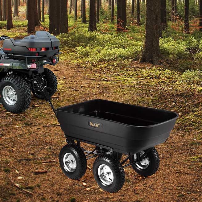 280kg Poly Yard Dump Cart Garden Trolley Wagon Lawn ATV Trailer ...