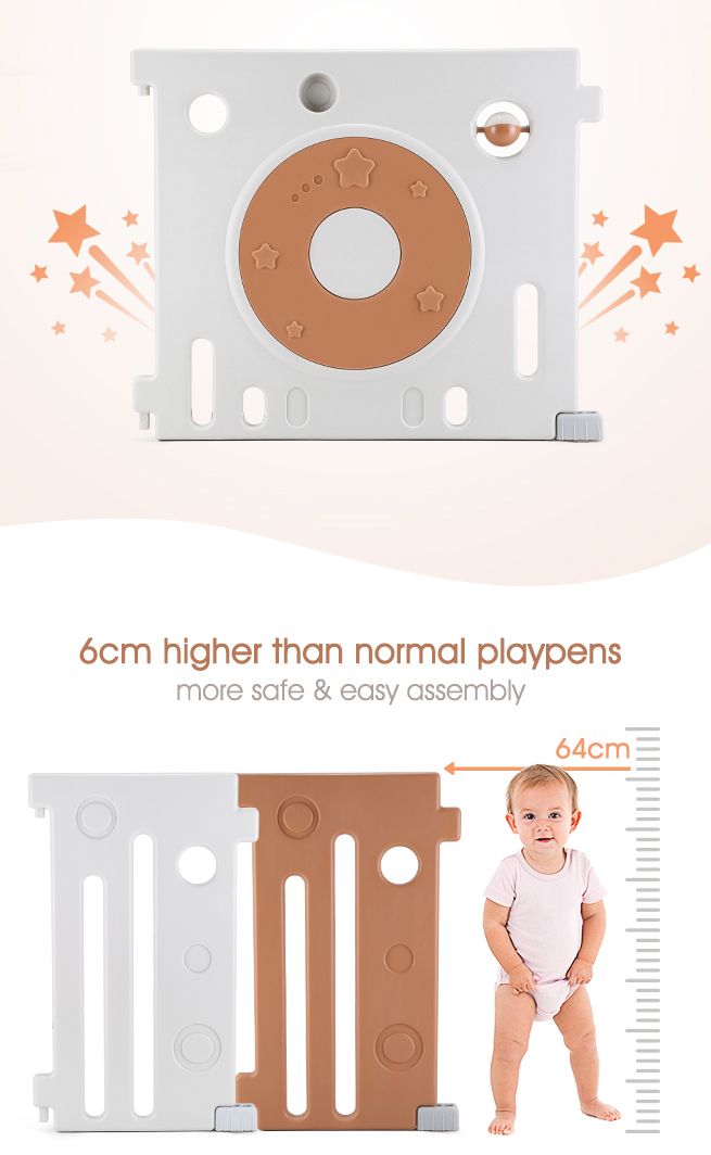 22 Panel Baby Playpen Kids Safety Gates Interactive Toddler Play Room ...