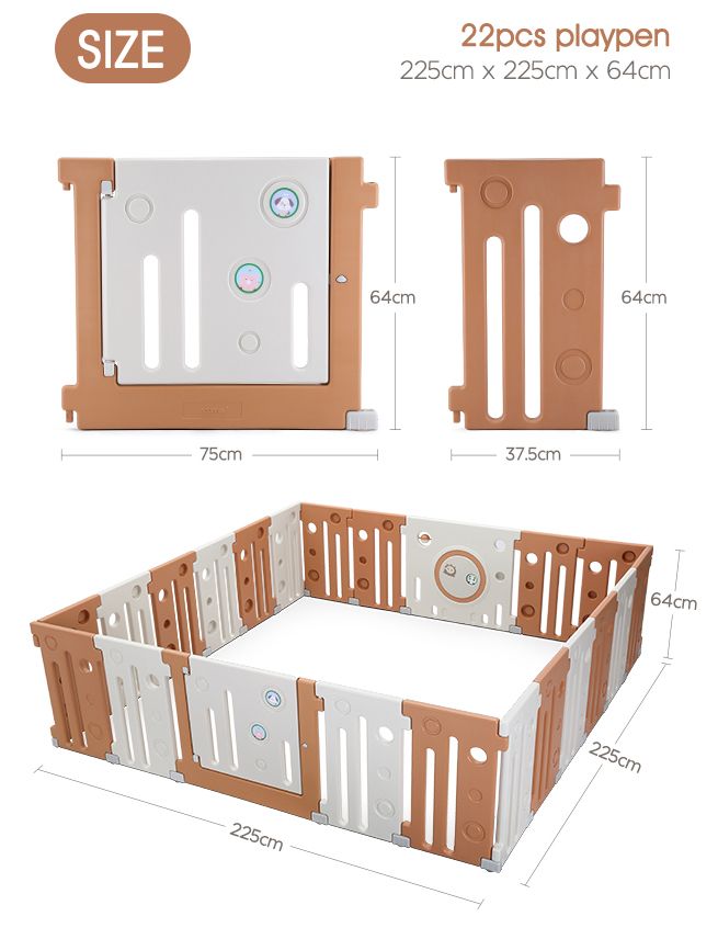22 Panel Baby Playpen Kids Safety Gates Interactive Toddler Play Room ...