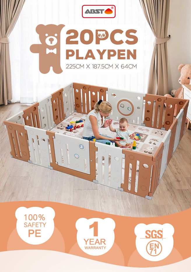 20 Panel Baby Playpen Kids Safety Gates Interactive Toddler Play Room ...