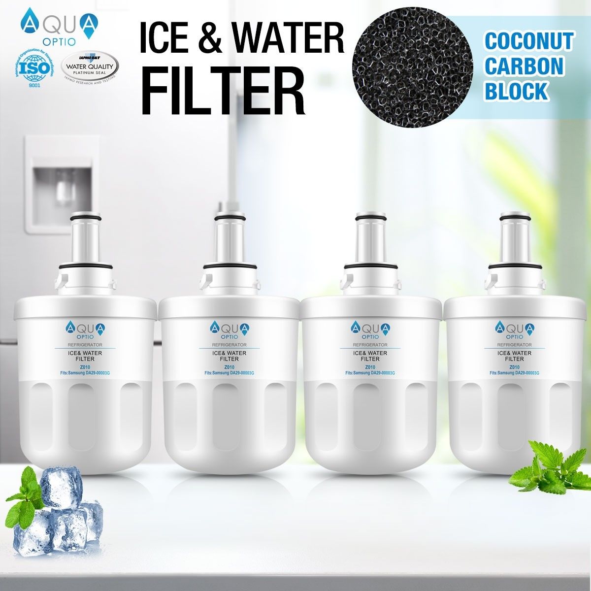 Samsung DA29-00003B, RF268ABRS Water Filter, DA2900003G Replacement, 4-Pack