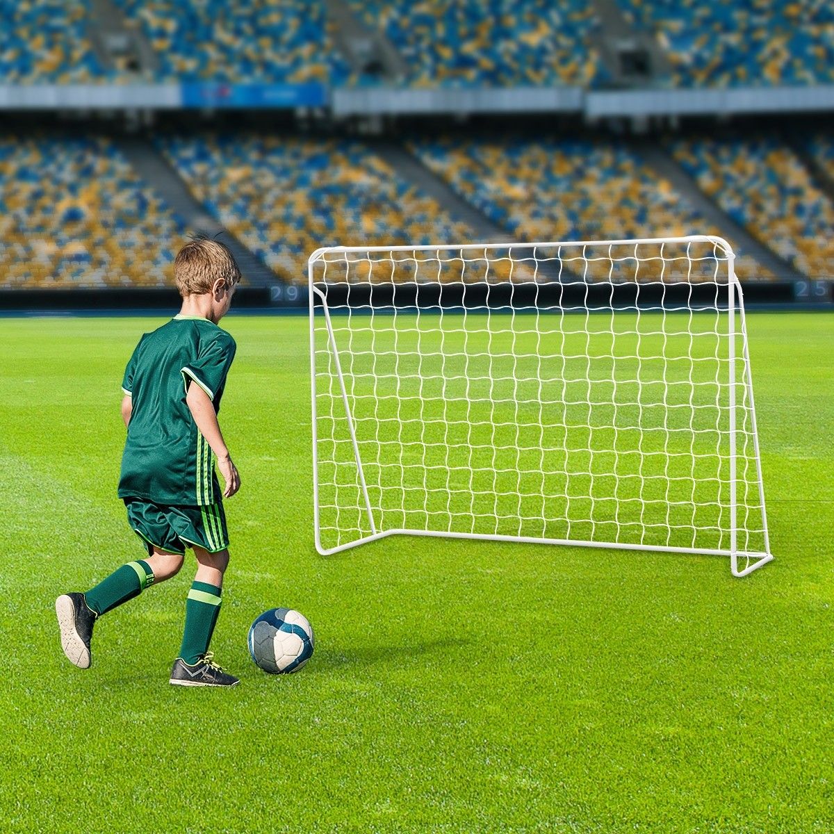 215CM Metal Soccer Goal Portable Football Net Frame Backyard Park ...