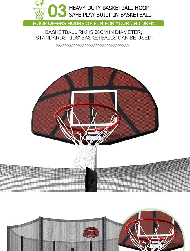 Genki 12ft Round Kids Trampoline Set with Safety Enclosure Net ...