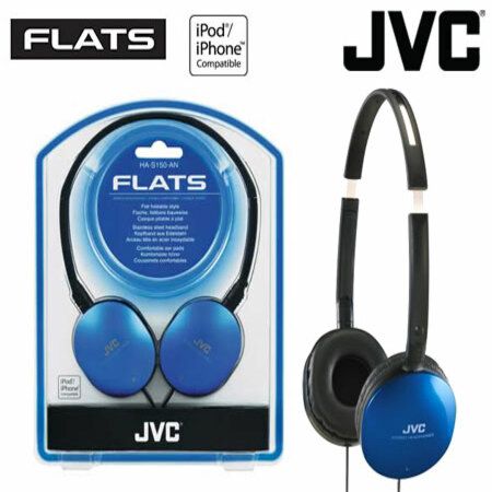JVC Flats Stereo Headphones On Ear Earphones HA-S150-BN - Blue