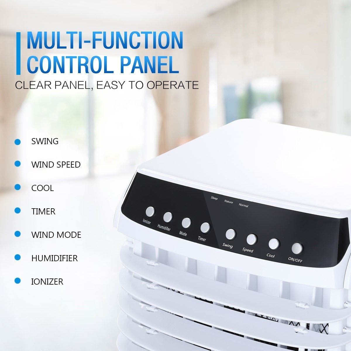 MAXKON 10L Evaporative Air Cooler Quiet Fan Ionizer/Humidifier Button W ...