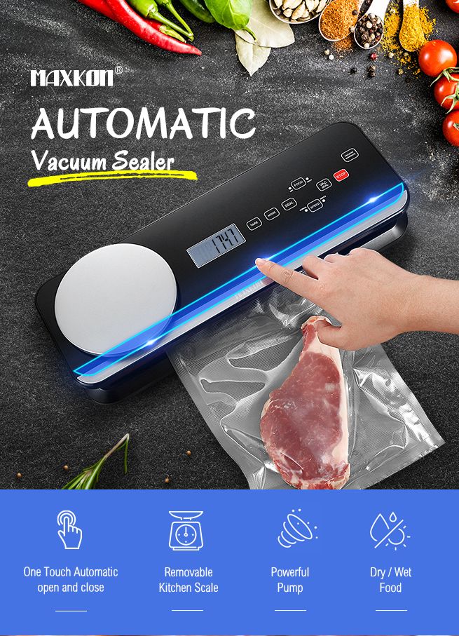 Maxkon Automatic Vacuum Sealer Food Saver Machine With Kitchen Scale ... Maxkon Automatic Vacuum Sealer Food Saver Machine With Kitchen Scale ...