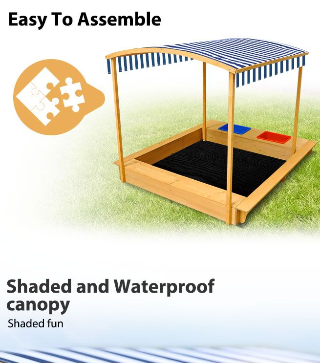 Extra Large Kids Sandbox Wooden Sandpit Outdoor Children Play Set Toy w ...