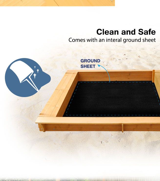 Extra Large Kids Sandbox Wooden Sandpit Outdoor Children Play Set Toy w ...