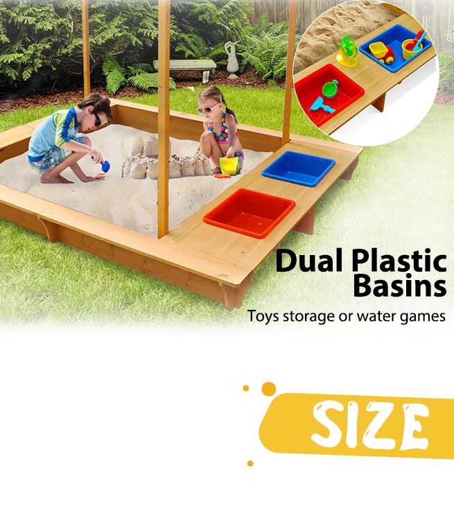 Extra Large Kids Sandbox Wooden Sandpit Outdoor Children Play Set Toy w ...