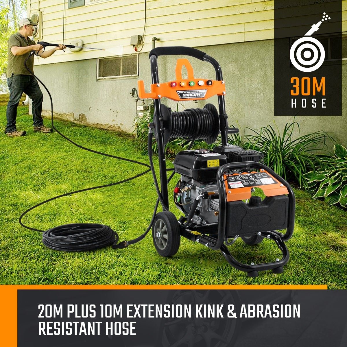 SHOGUN 10HP High Pressure Washer Petrol Water Gurney Cleaner W/ 30M ...