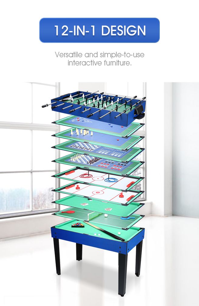 12-in-1 Multi Game Table Pool Hockey Foosball Table Tennis Bowling ...