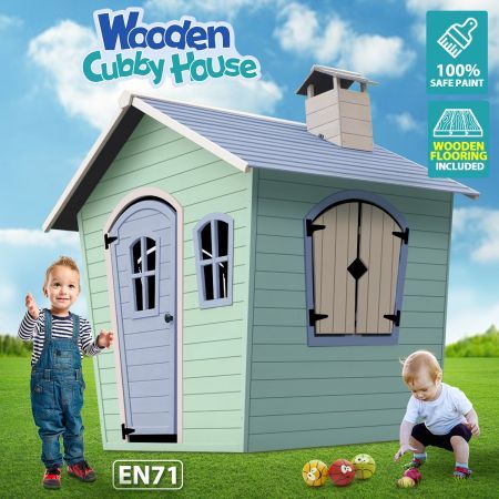 Wooden Outdoor Playhouse Kids Cubby House Cottage Children Toy Play