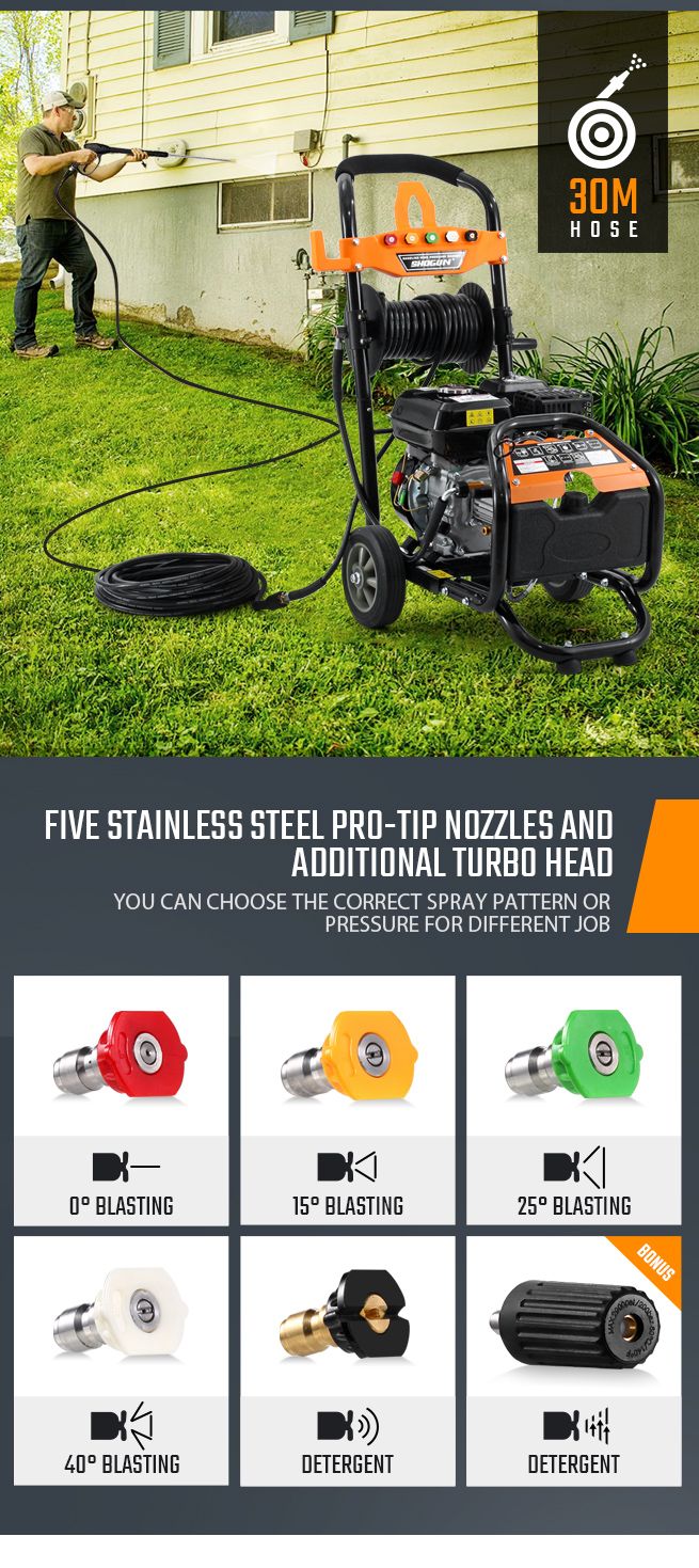 SHOGUN 10HP High Pressure Washer Petrol Water Gurney Cleaner W/ 30M ...