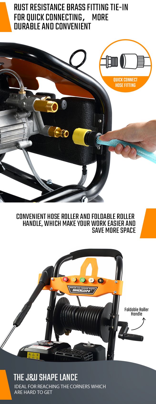 SHOGUN 10HP High Pressure Washer Petrol Water Gurney Cleaner W/ 30M ...