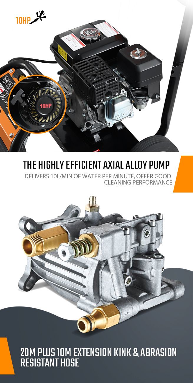 SHOGUN 10HP High Pressure Washer Petrol Water Gurney Cleaner W/ 30M ...