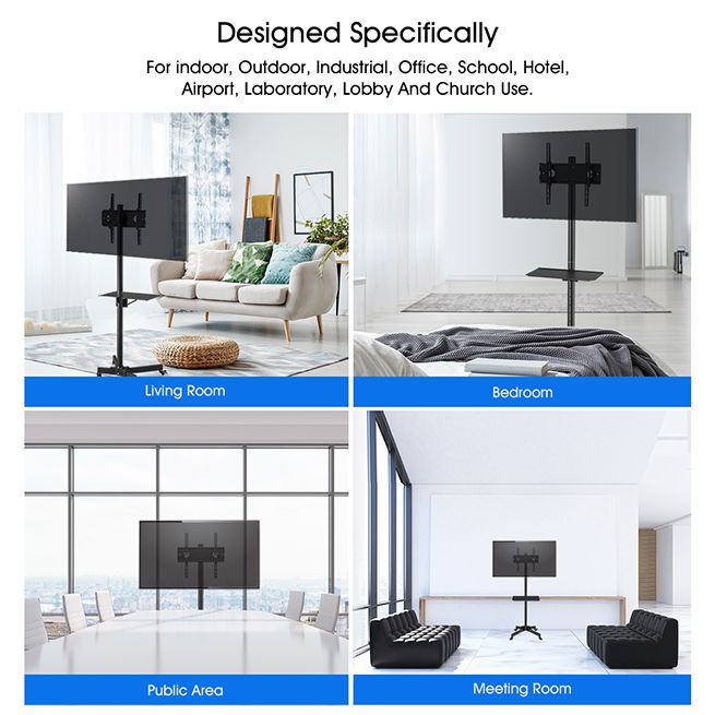 Mobile 23"-55" TV Screen Floor Stand Mount Adjustable LCD/LED Monitor ...