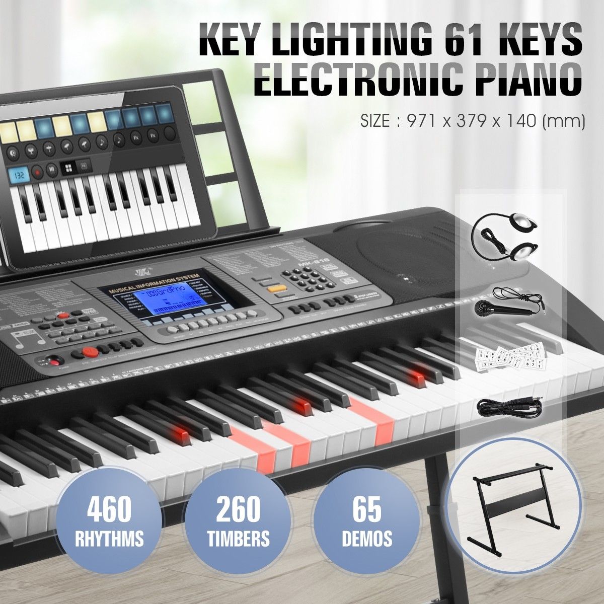 61 Keys Electronic Piano Keyboard USB LCD Electric Piano w/Music Stand ...