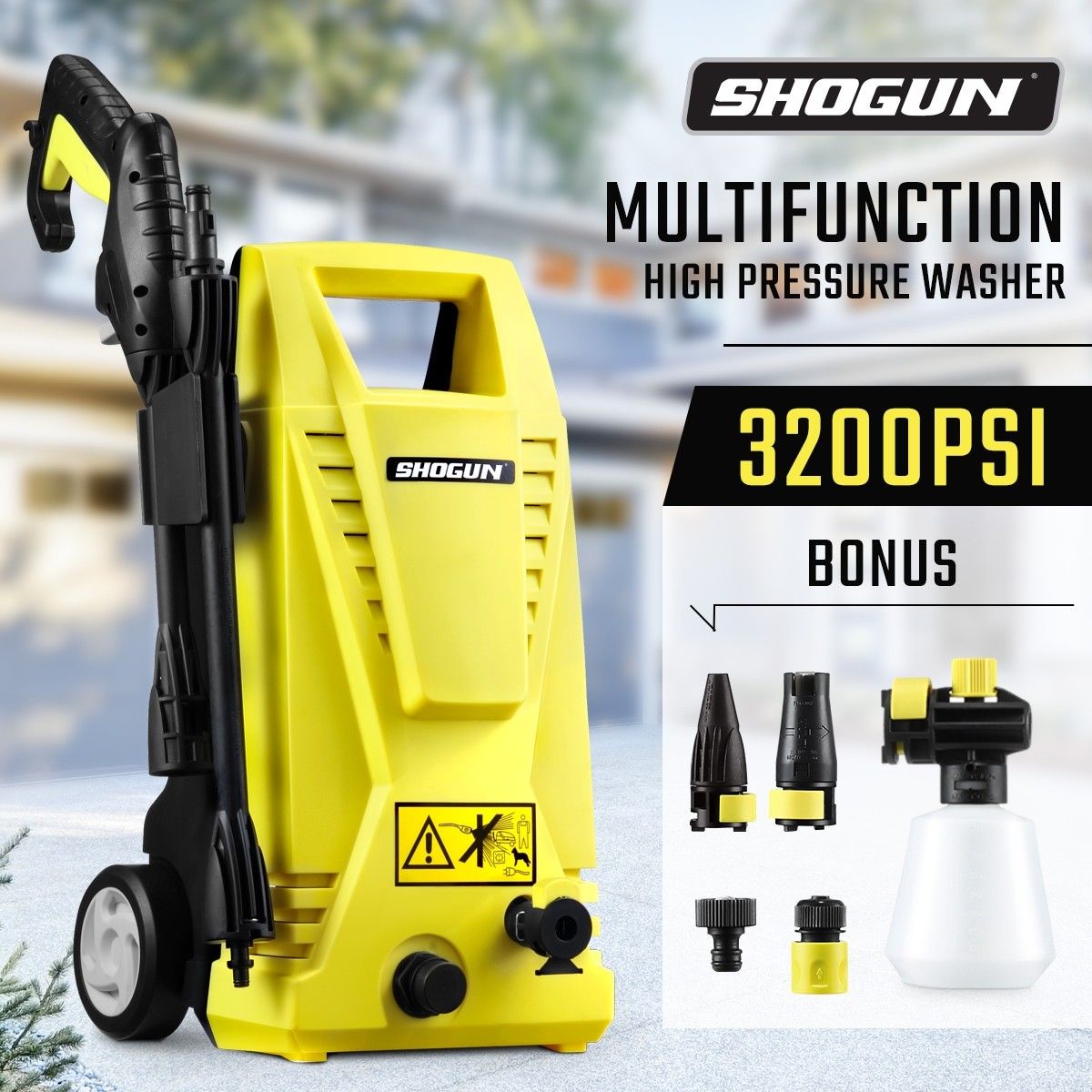 3200 PSI Pressure Washer 6.8L/M 2400W Electric High Pressure Cleaner ...