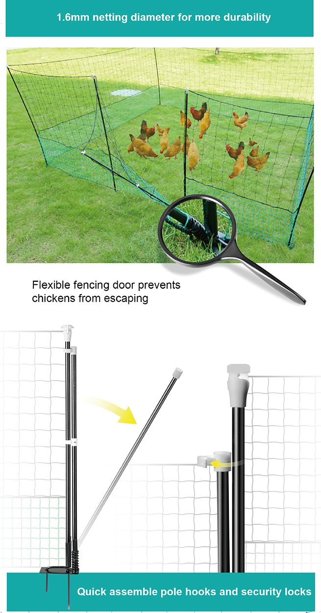 New 21m x 125cm Poultry Net Chicken Fence Netting Chooks Ducks Hens W ...