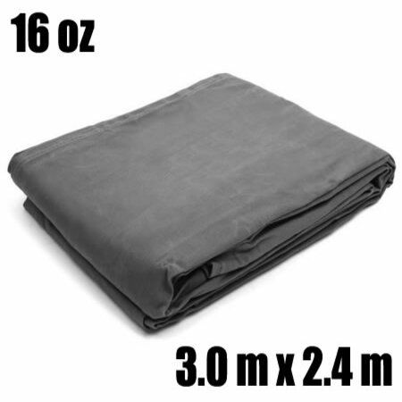 3.0m x 2.4m (10ft. x 8ft.) 16 oz. Waterproof Canvas Tarp Cover - Grey