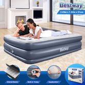 Bestway Air Mattress Queen Size Inflatable Blow Up Bed with AC Pump Tritech QuadComfort ...