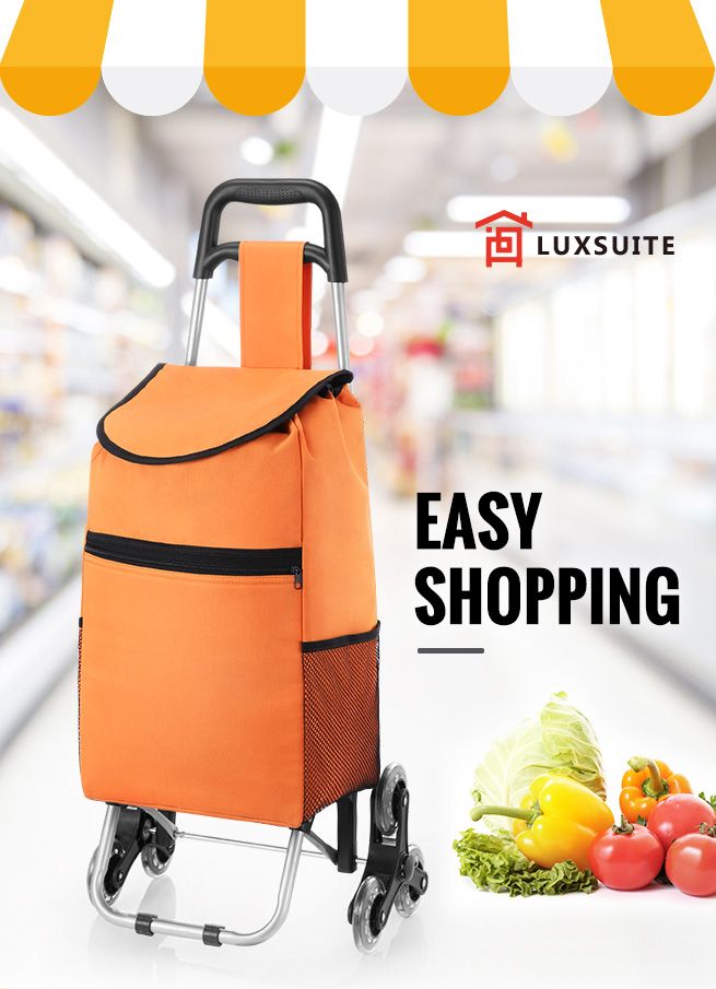 Shopping Trolley Grocery Foldable Cart with Triangle Crystal Wheel ...