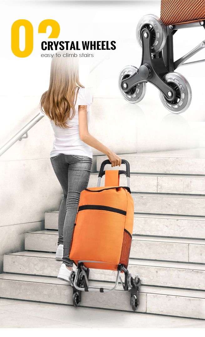 Shopping Trolley Grocery Foldable Cart with Triangle Crystal Wheel ...