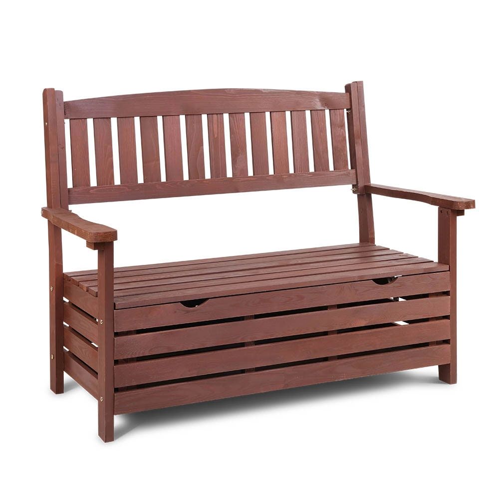 Gardeon Outdoor Storage Bench Box Wooden Garden Chair 2 Seat Timber ...